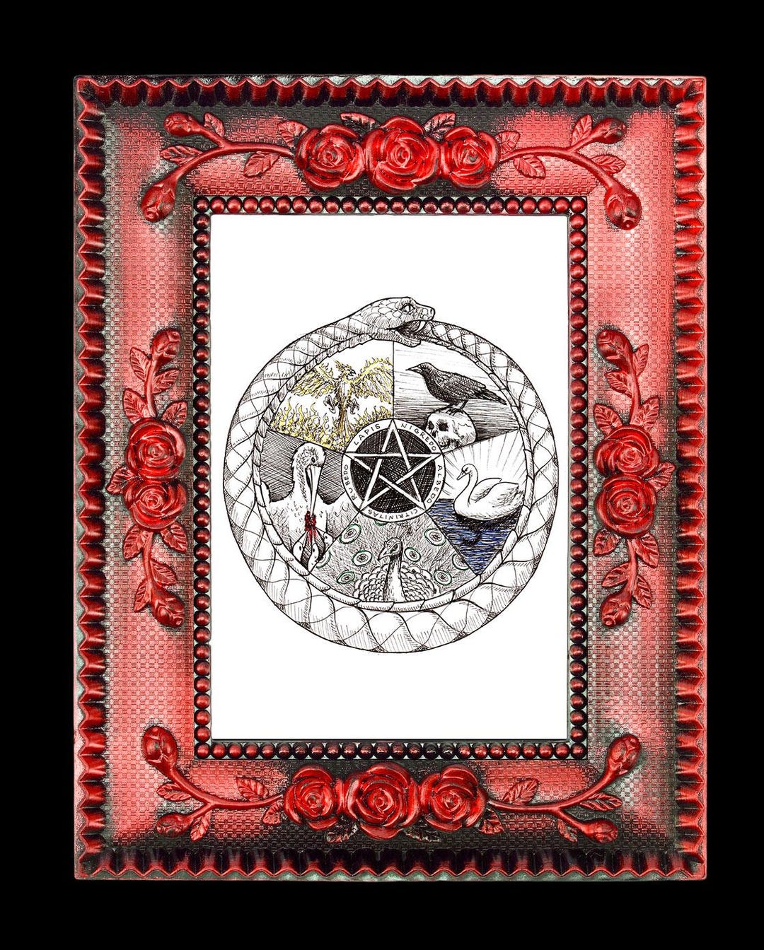 5 Birds| Alchemy Original Art Print | Pen on Paper Illustration - Etsy