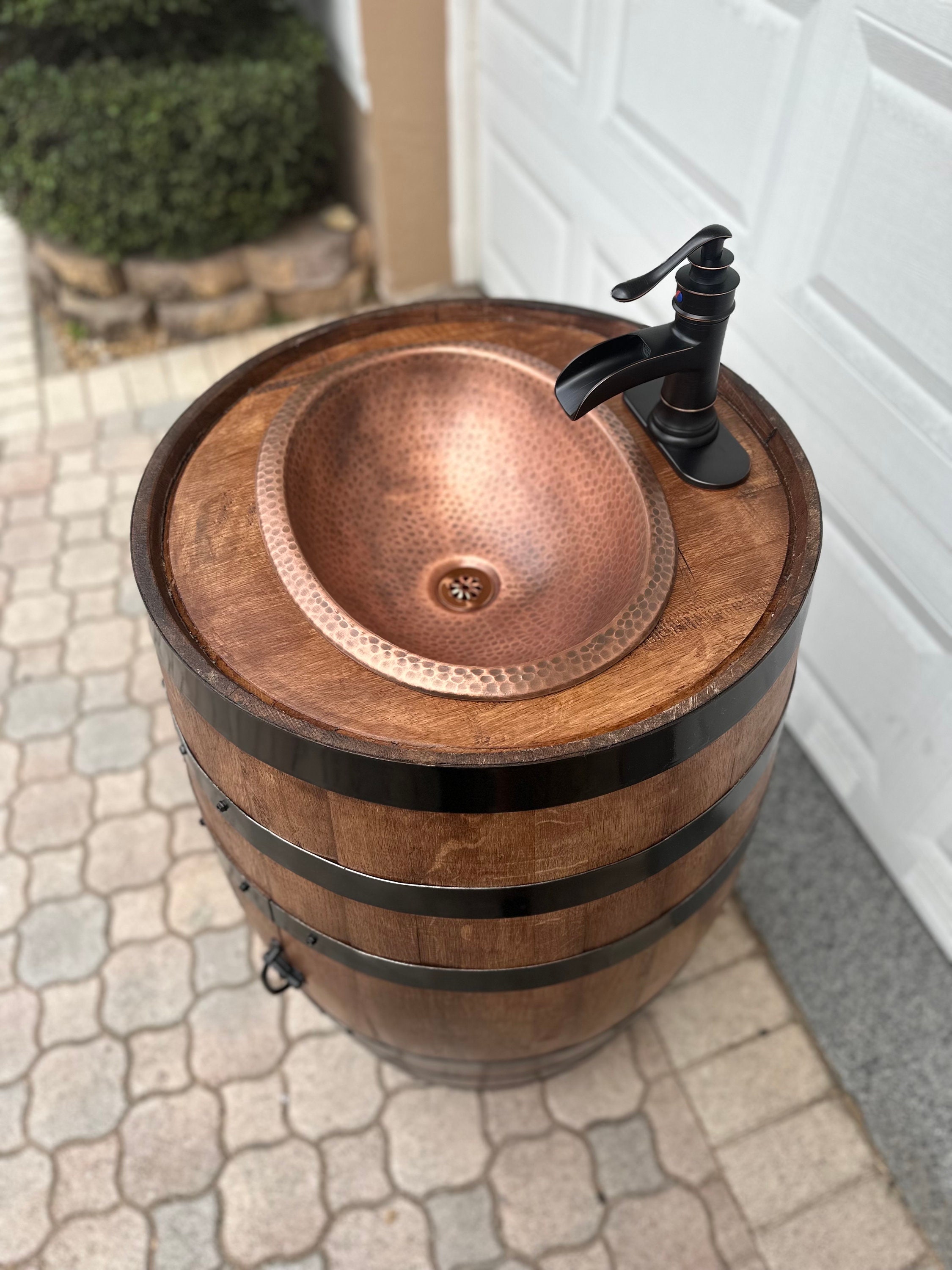 Bourbon Whiskey Barrel Bar Sink With Custom Logo, Custom Finish and ...
