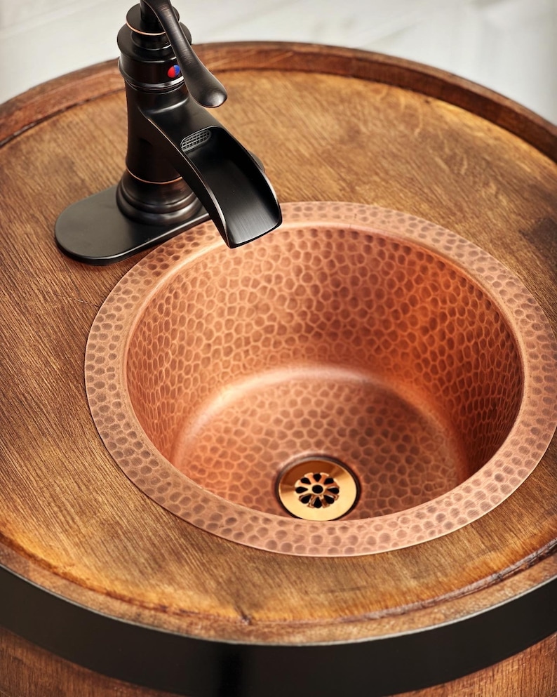 Bourbon Whiskey Barrel Bar Sink With Custom Logo, Custom Finish and ...