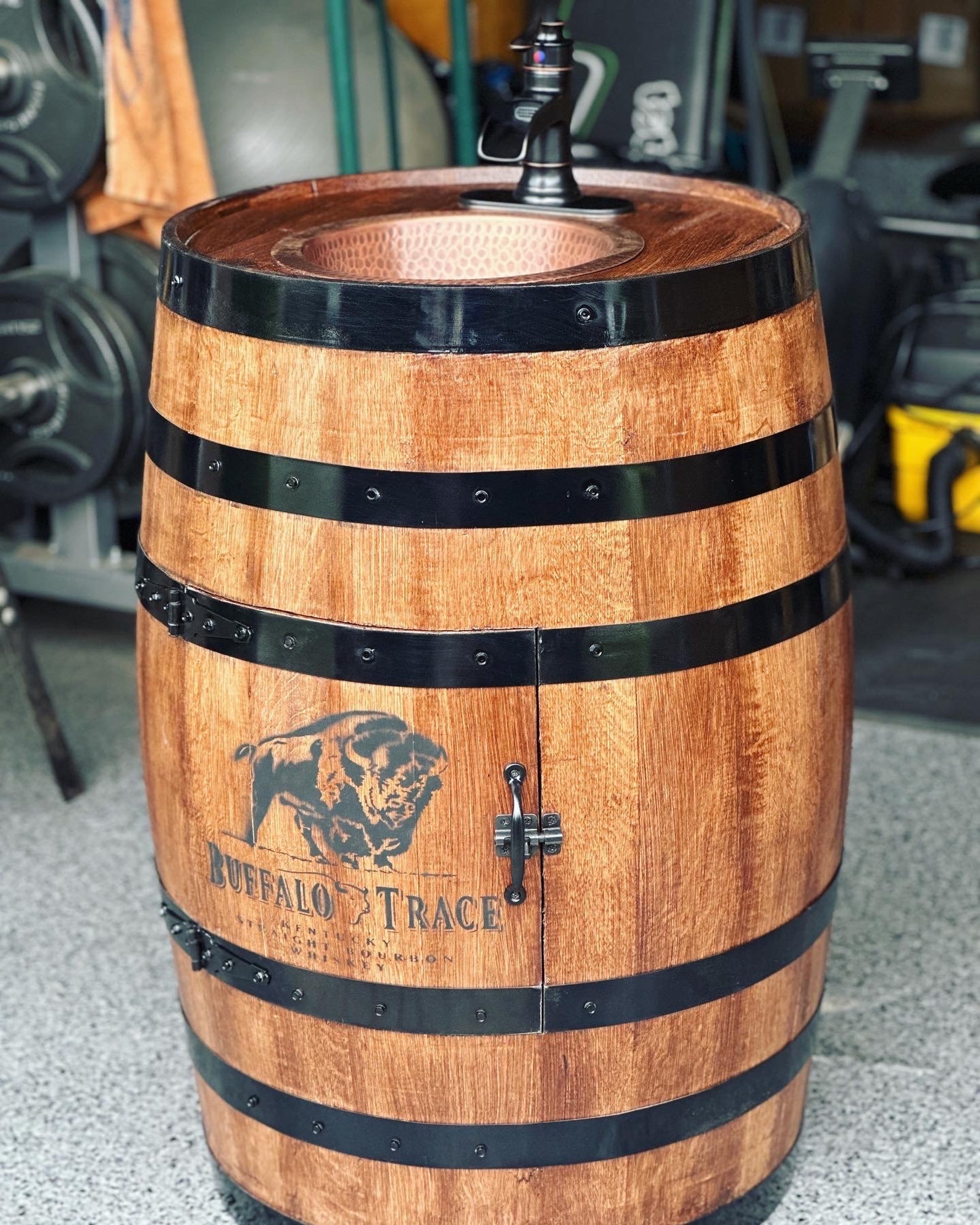 Bourbon Whiskey Barrel Bar Sink With Custom Logo, Custom Finish and ...