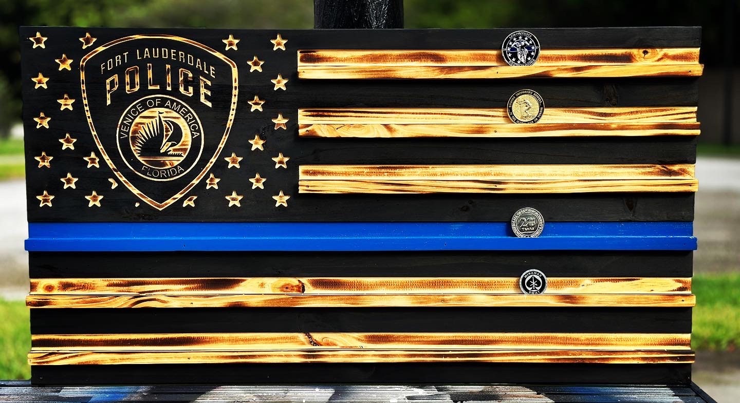 Police Fire Law Enforcement Flag Challenge Coin Holder Military College ...