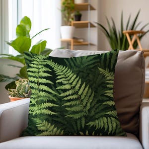 Green Ferns Square Pillow Forestcore Decor Nature Lover Cottagecore ...