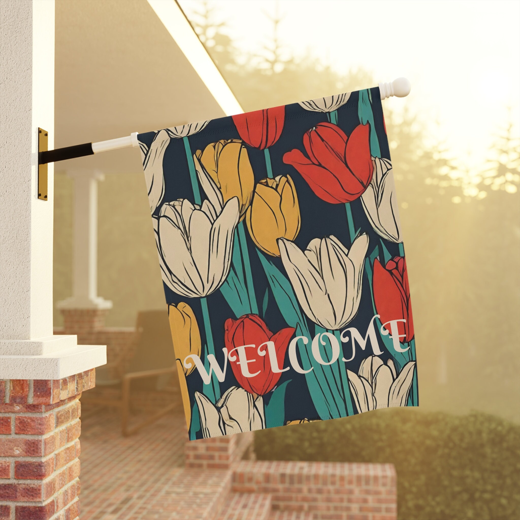 Retro Tulips Garden Flag for Garden, Home, or Shop Decor, Outdoor ...