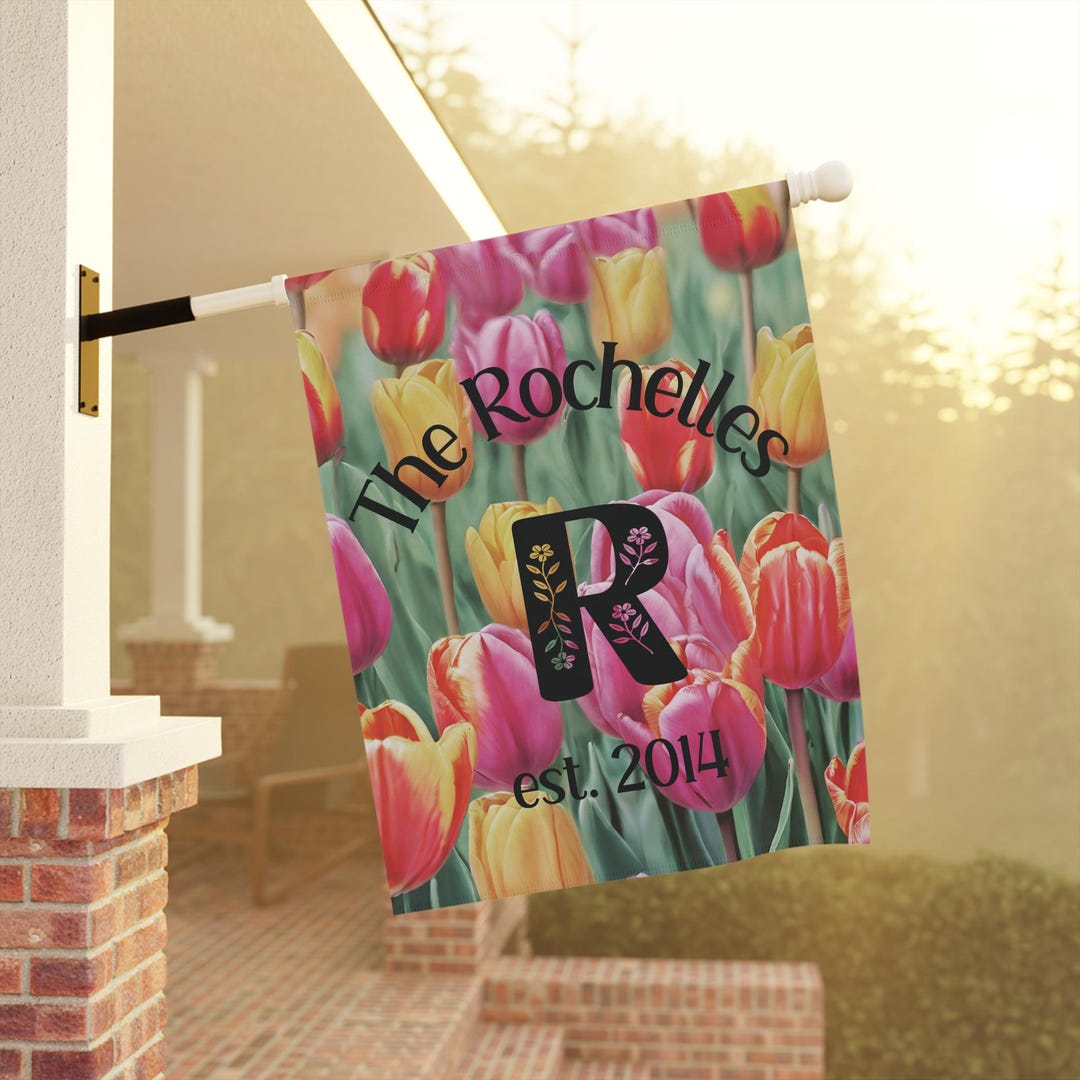 Personalized Colorful Tulips Garden Flag Spring Flowers Banner Outdoor ...