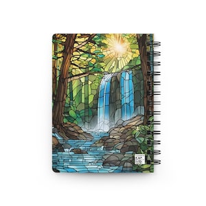 Stained Glass Waterfall Spiral Lined Journal Inspirational Nature Scene ...