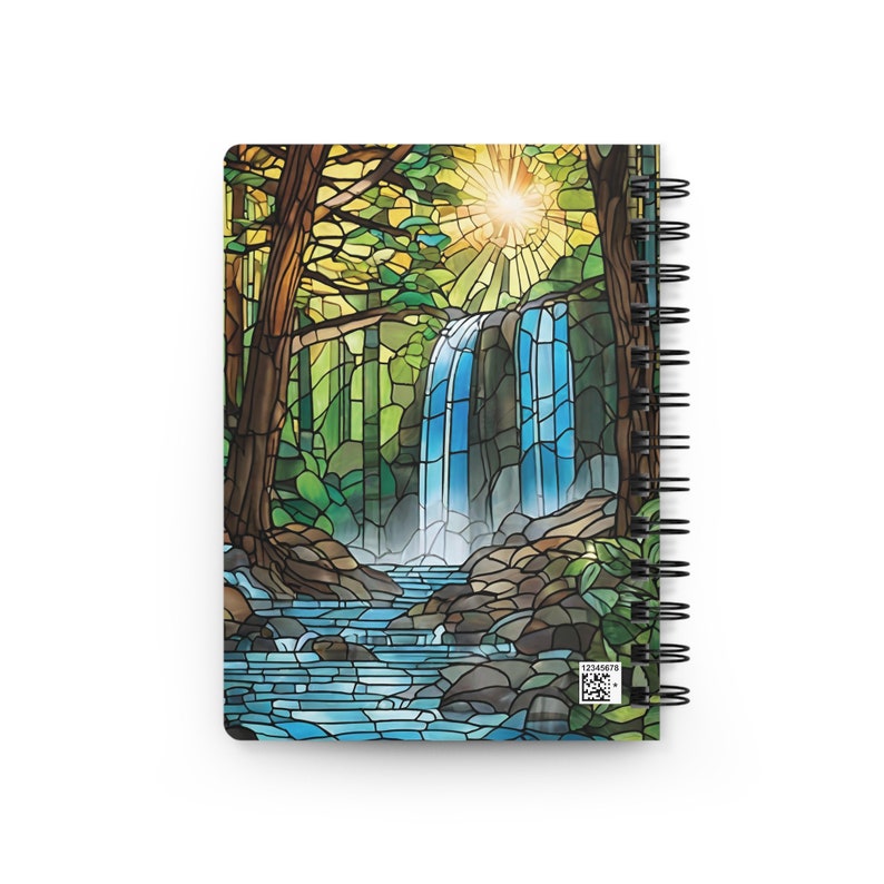 Stained Glass Waterfall Spiral Lined Journal Inspirational Nature Scene ...