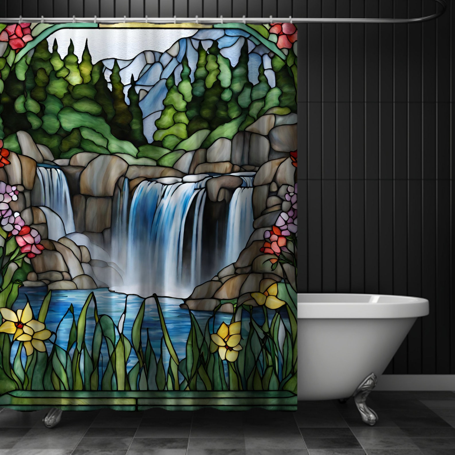 Stained Glass Shower Curtains