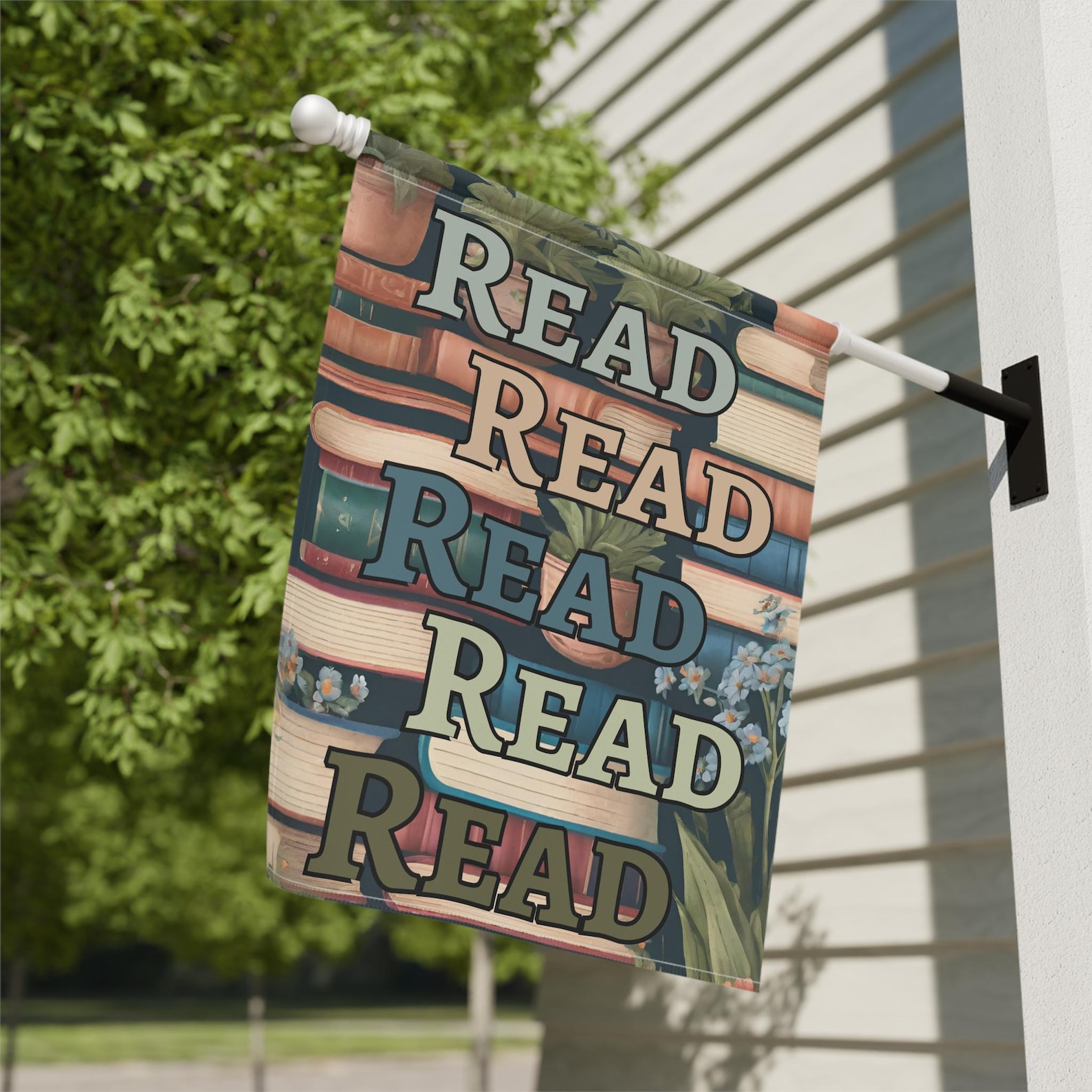 Book Lover Garden Flag Bookish Plants Yard Decor Muted Tone Literary ...