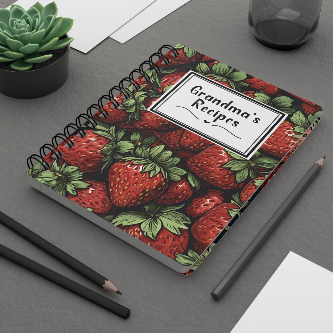 Personalized Strawberry Spiral Bound Lined Journal, Fruit Notebook ...