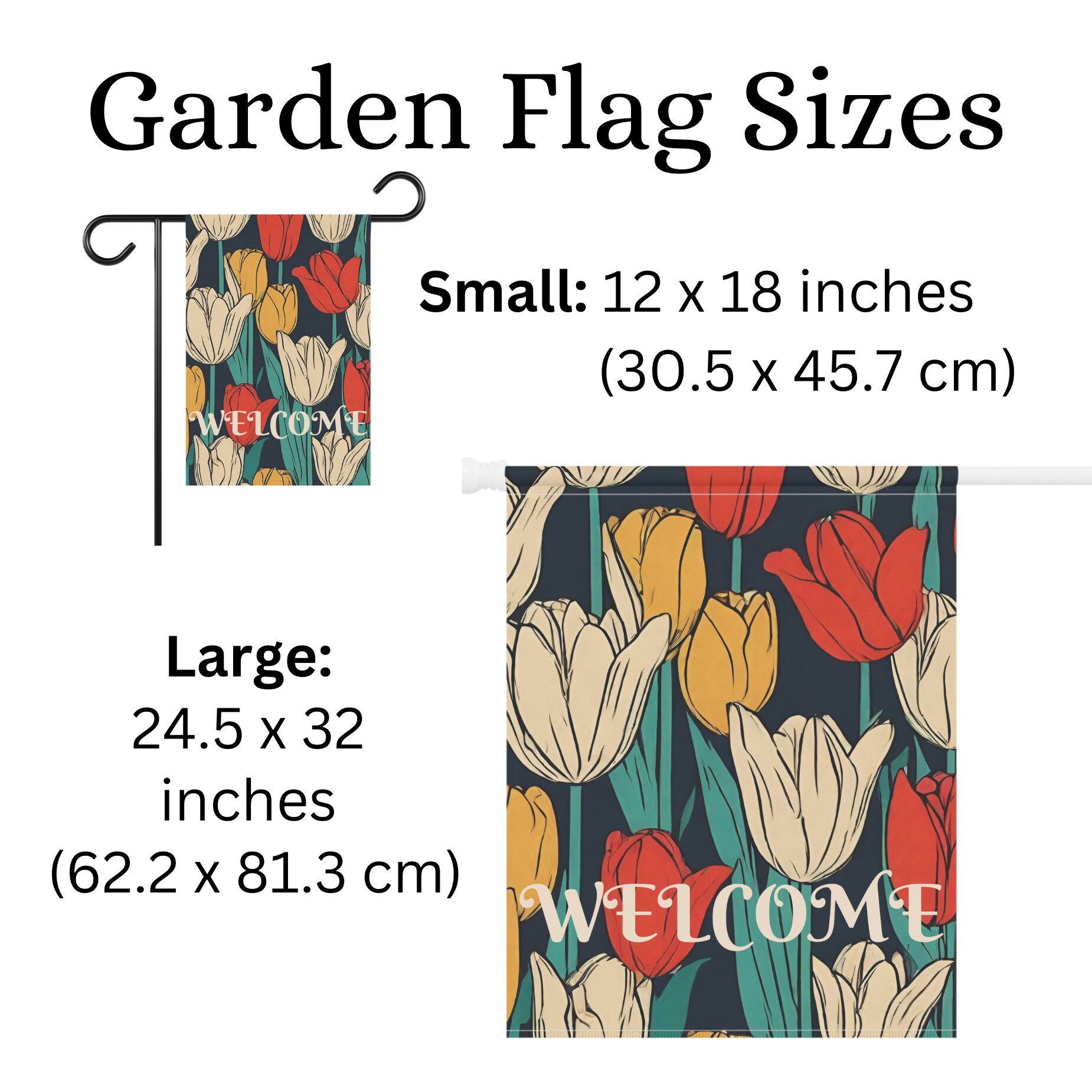 Retro Tulips Garden Flag for Garden, Home, or Shop Decor, Outdoor ...