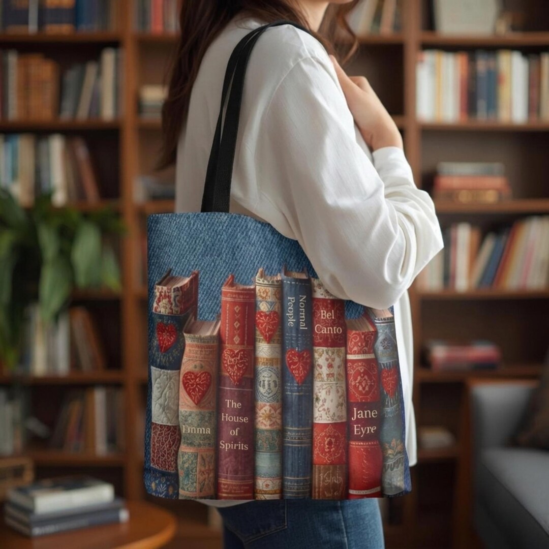Personalized Patchwork-style Books Tote Bag Favorite Titles Bag Book ...