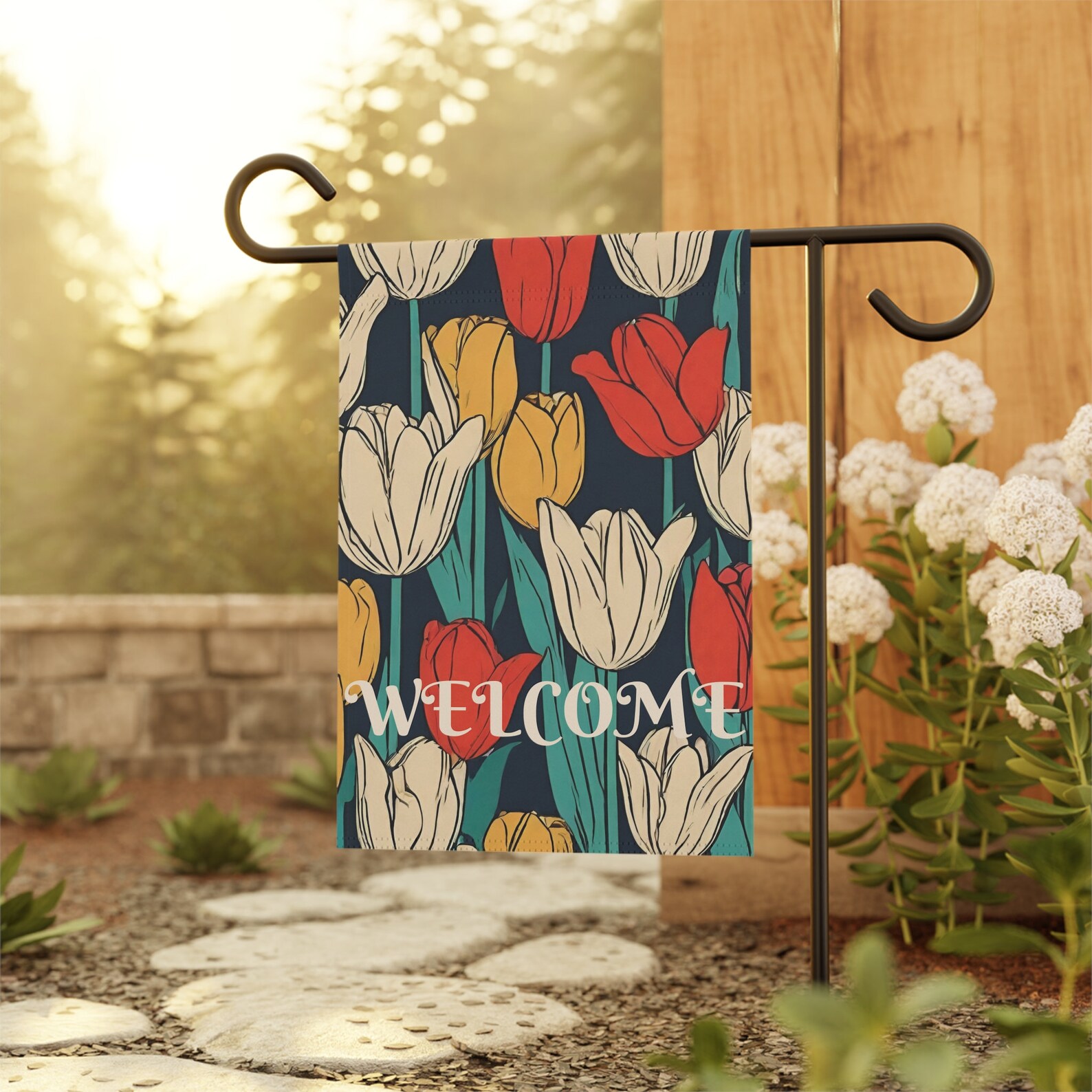 Retro Tulips Garden Flag for Garden, Home, or Shop Decor, Outdoor ...