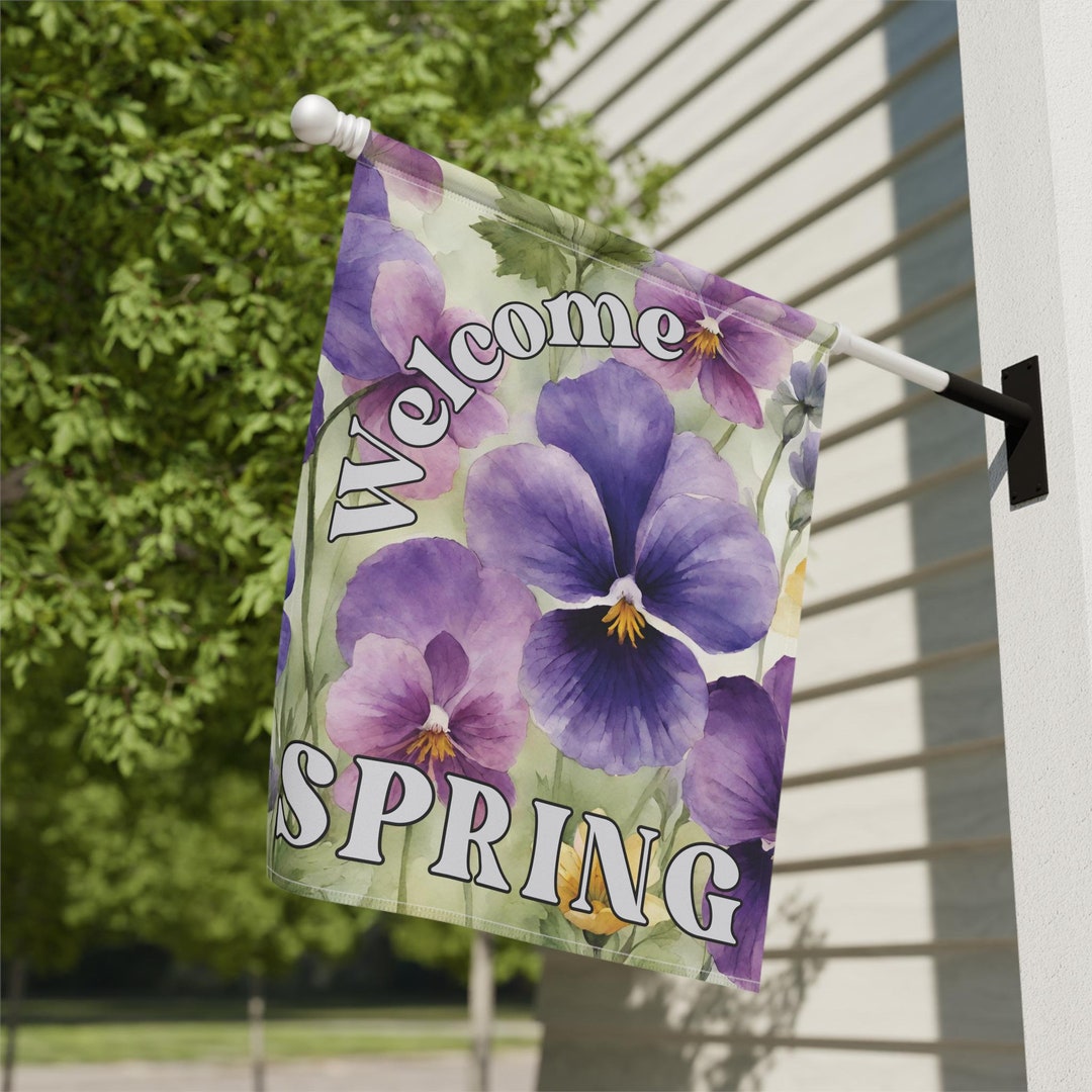 Violets Garden Flag Welcome Spring Wildflower Outdoor Decor Purple ...