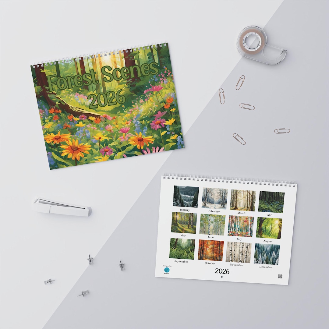 Forest Scenes Calendar 2026 Green Woods Wall Calendar Forest Trees ...