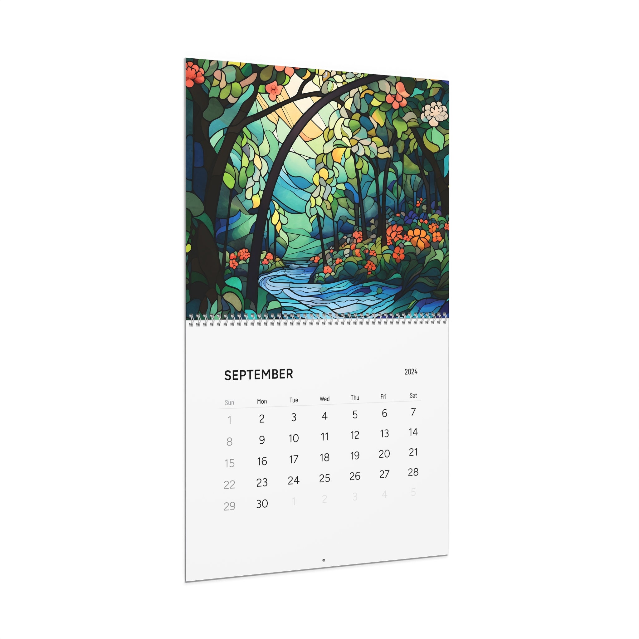 Stained Glass Seasons 2024 Wall Calendars, Glossy Hanging Wall Calendar ...