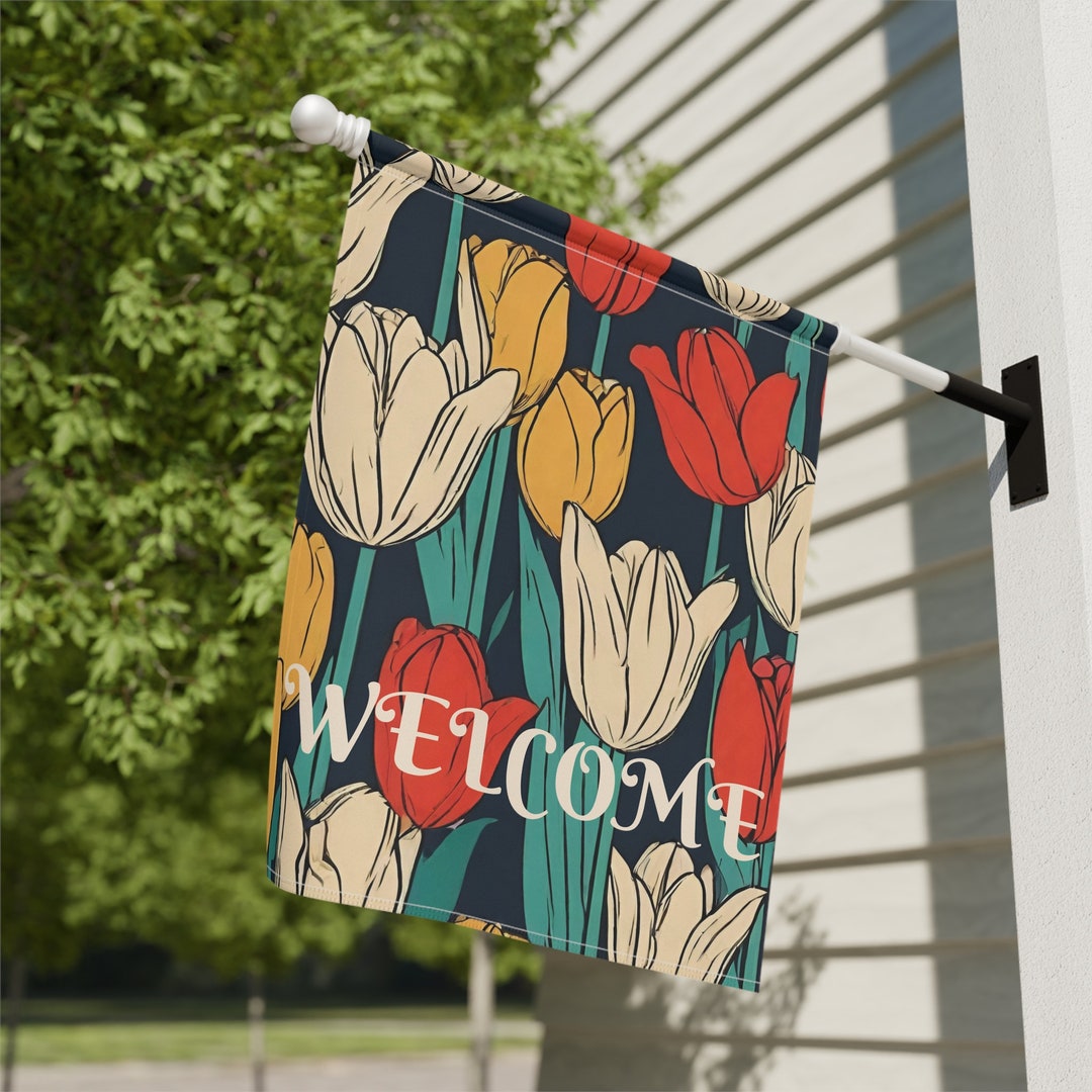 Retro Tulips Garden Flag for Garden, Home, or Shop Decor, Outdoor ...