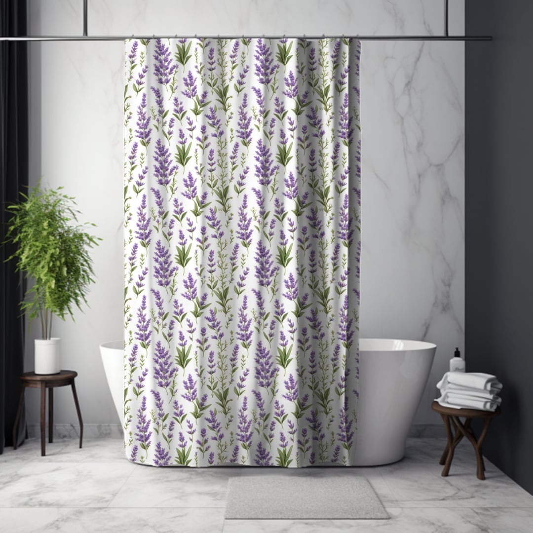 Lavender Shower Curtain, Wildflowers Shower Curtain, Elegant Floral ...