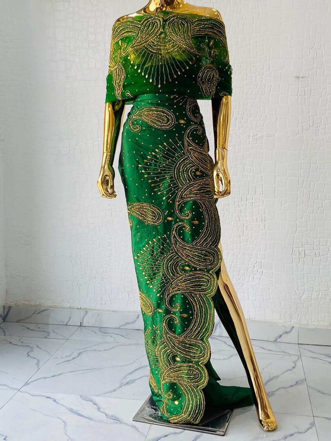 Elegant Nigerian Gold George Lace Fabric Perfect for Weddings 2.5 Silk ...