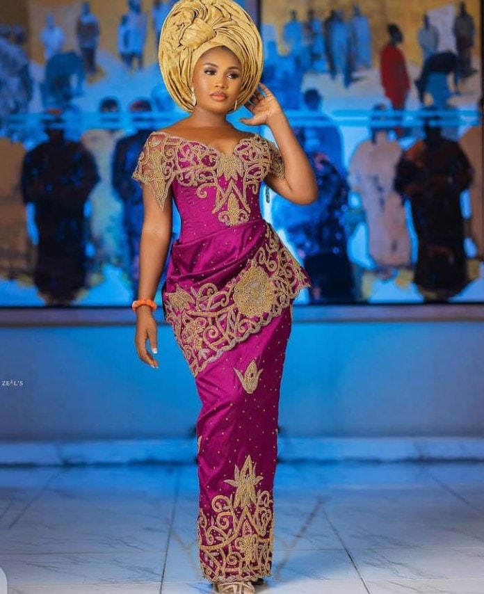 Elegant Nigerian Beaded George Fabric Lace Material Perfect for ...