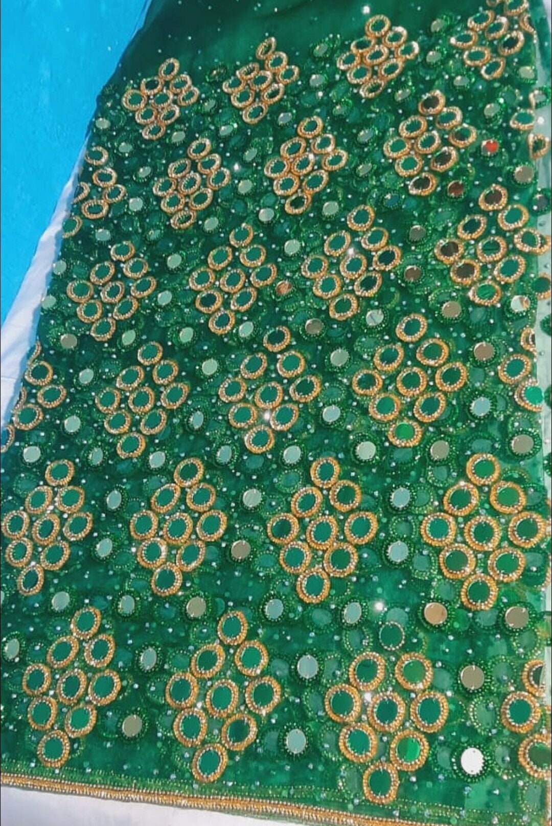 NIGERIAN Green Mirror George Fabric. Net Silk Handmade George Fabric - Etsy