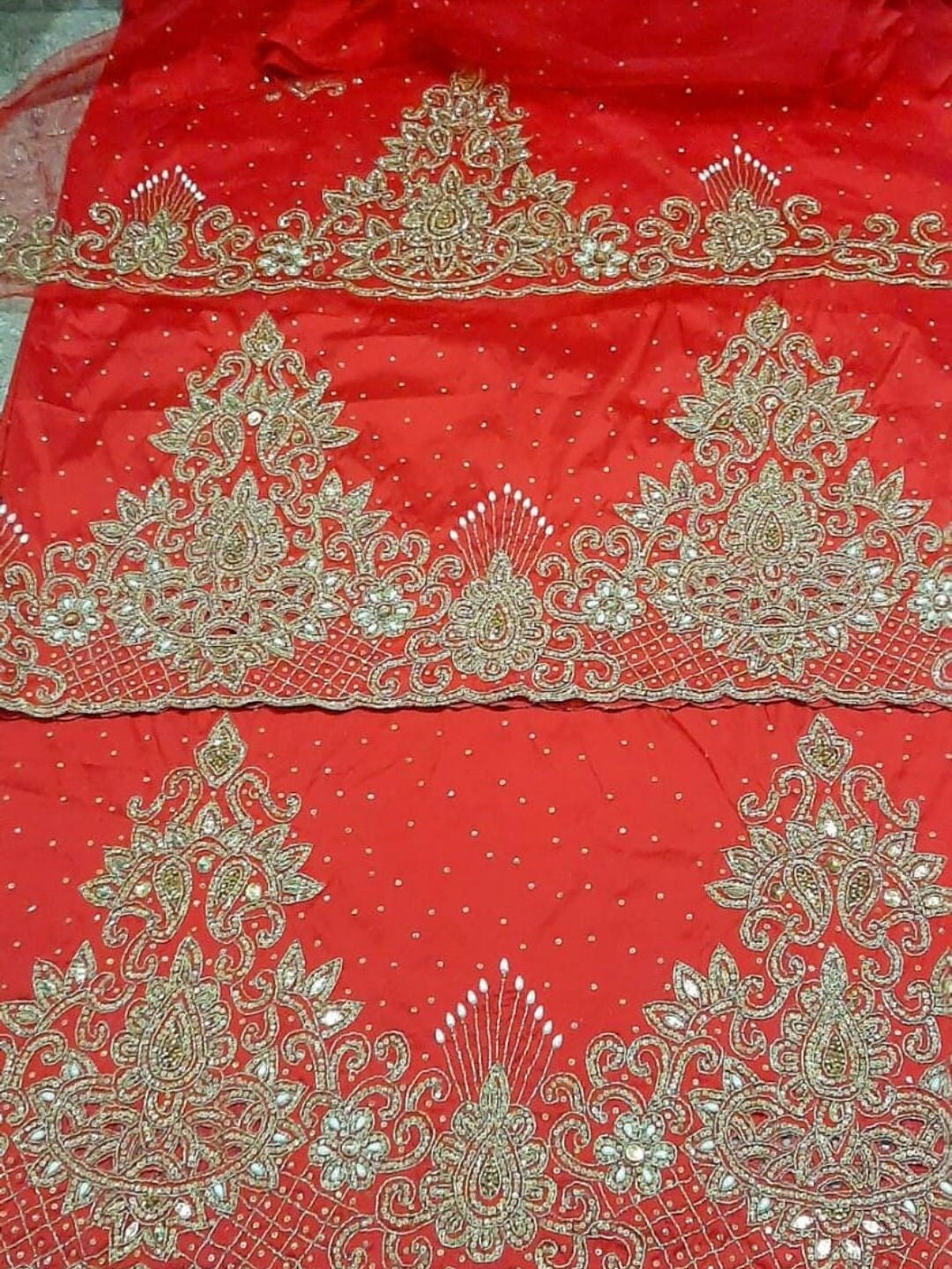 Gold Perlen George Fabric Nigeria traditionelle Hochzeit George Lace ...