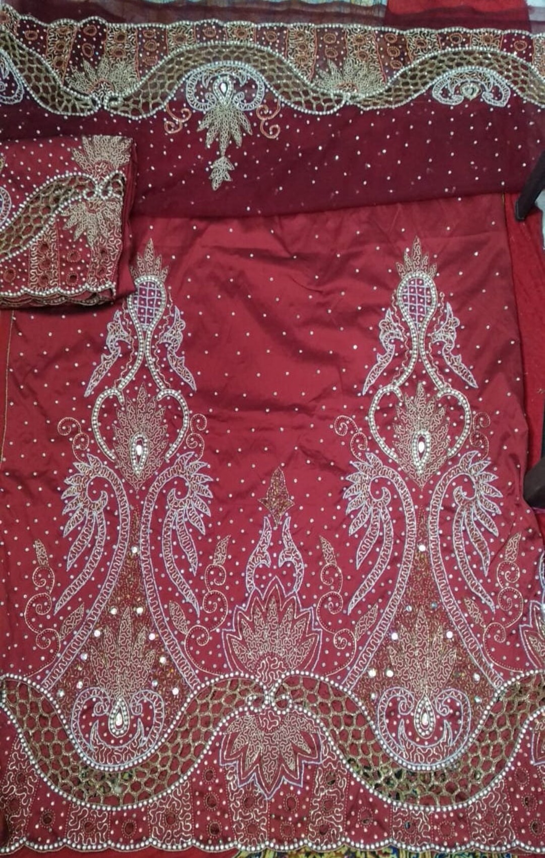 Hand Beaded Nigerian George Fabric Material 2.5 Silk 2.5 Silk 2 Net ...