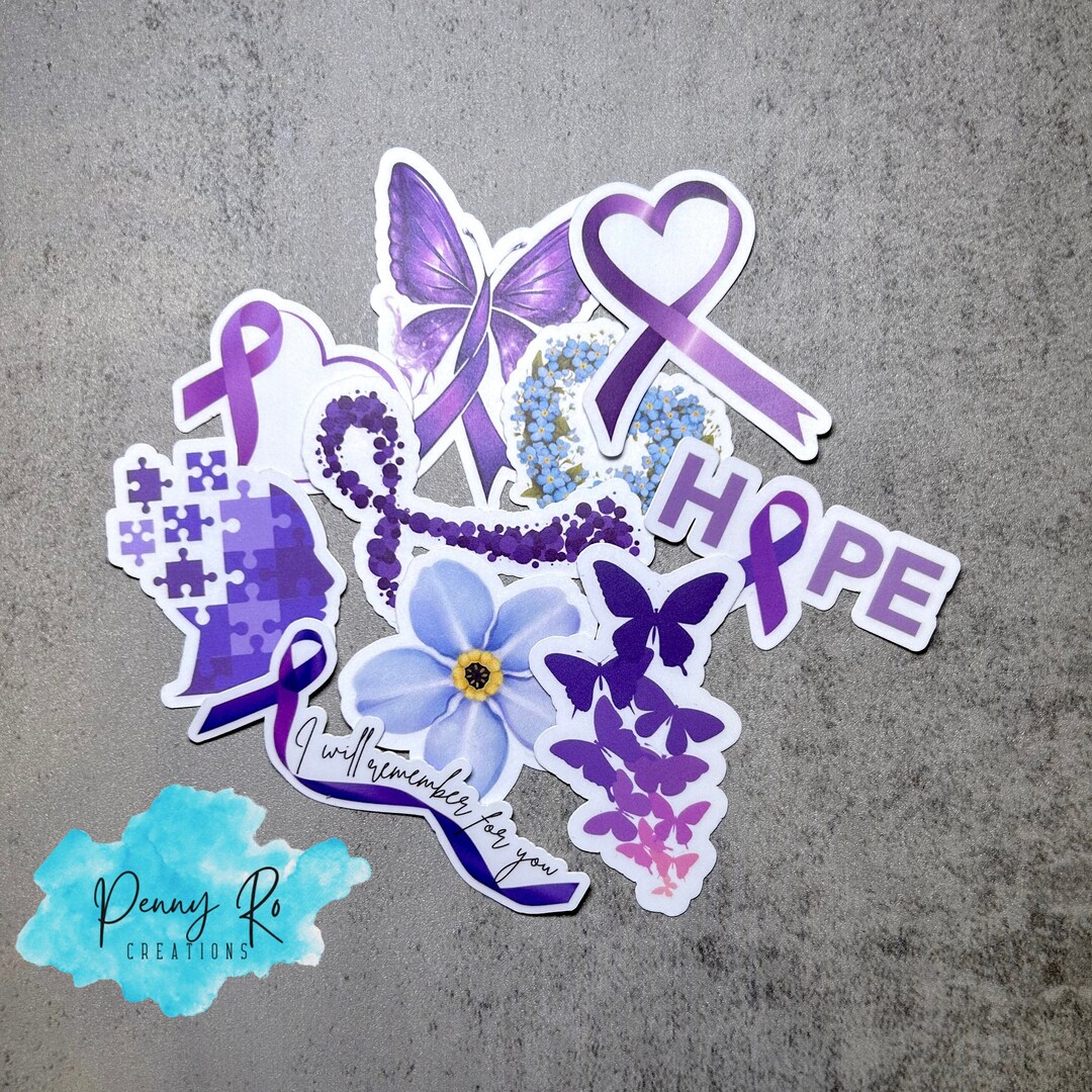 Alzheimer's Awareness Stickers Set of 10 - ALZ, Alzheimer's Caregiver ...