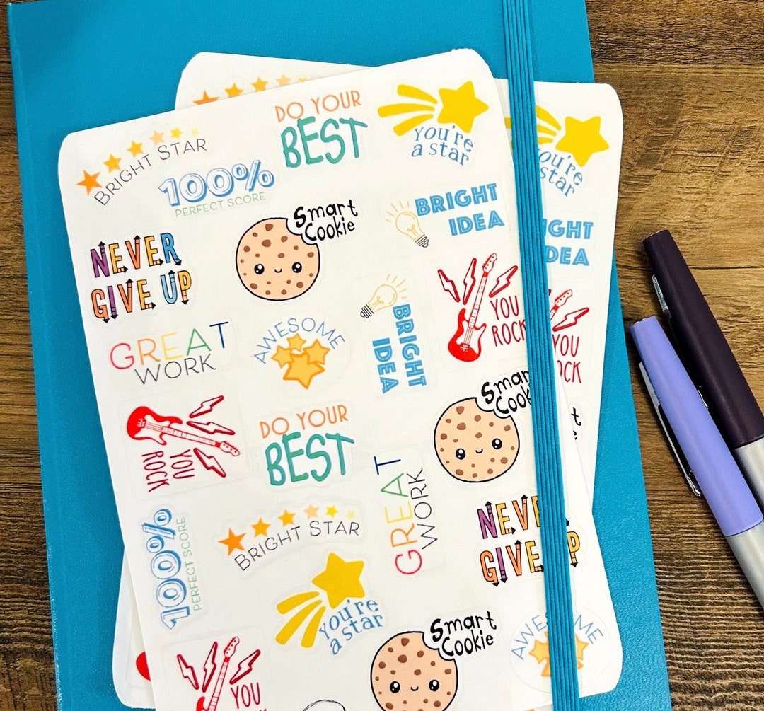Teacher Sticker Sheets - 44 Stickers! Grading Stickers, Back to School ...