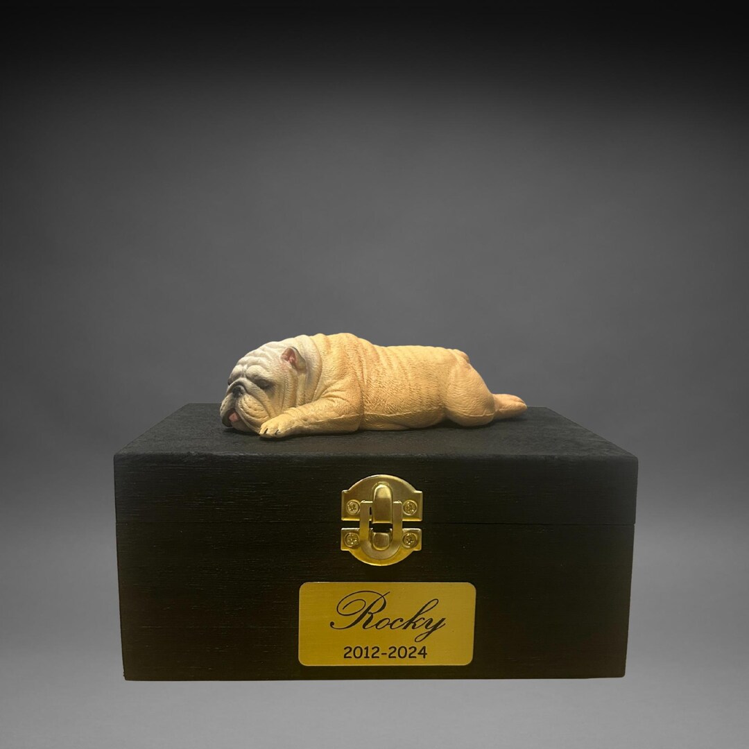 Personalized on Photo Dog Memorial Urn: Hand-painted English Bulldog ...
