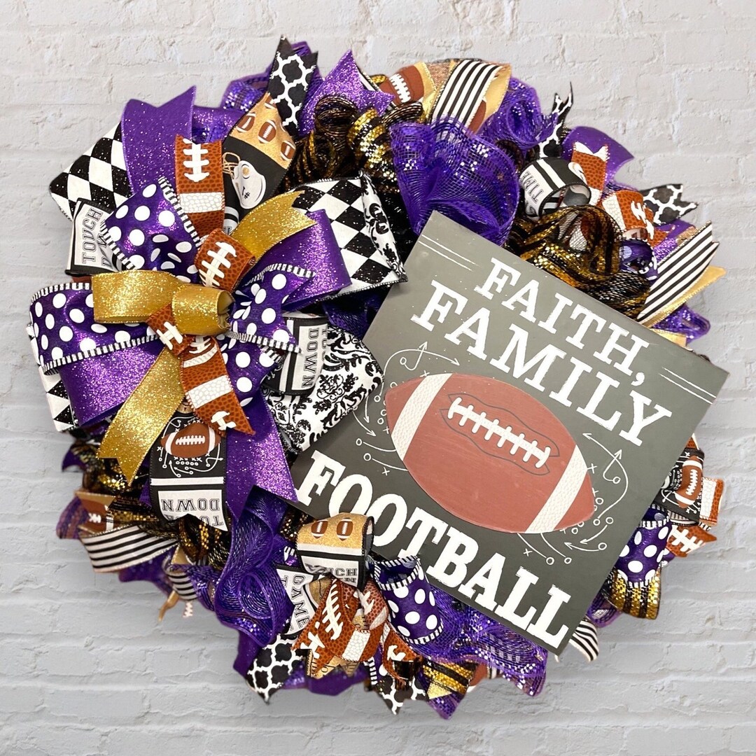 Football Purple and Gold Wreath |team Spirit Football Wreath for Front ...