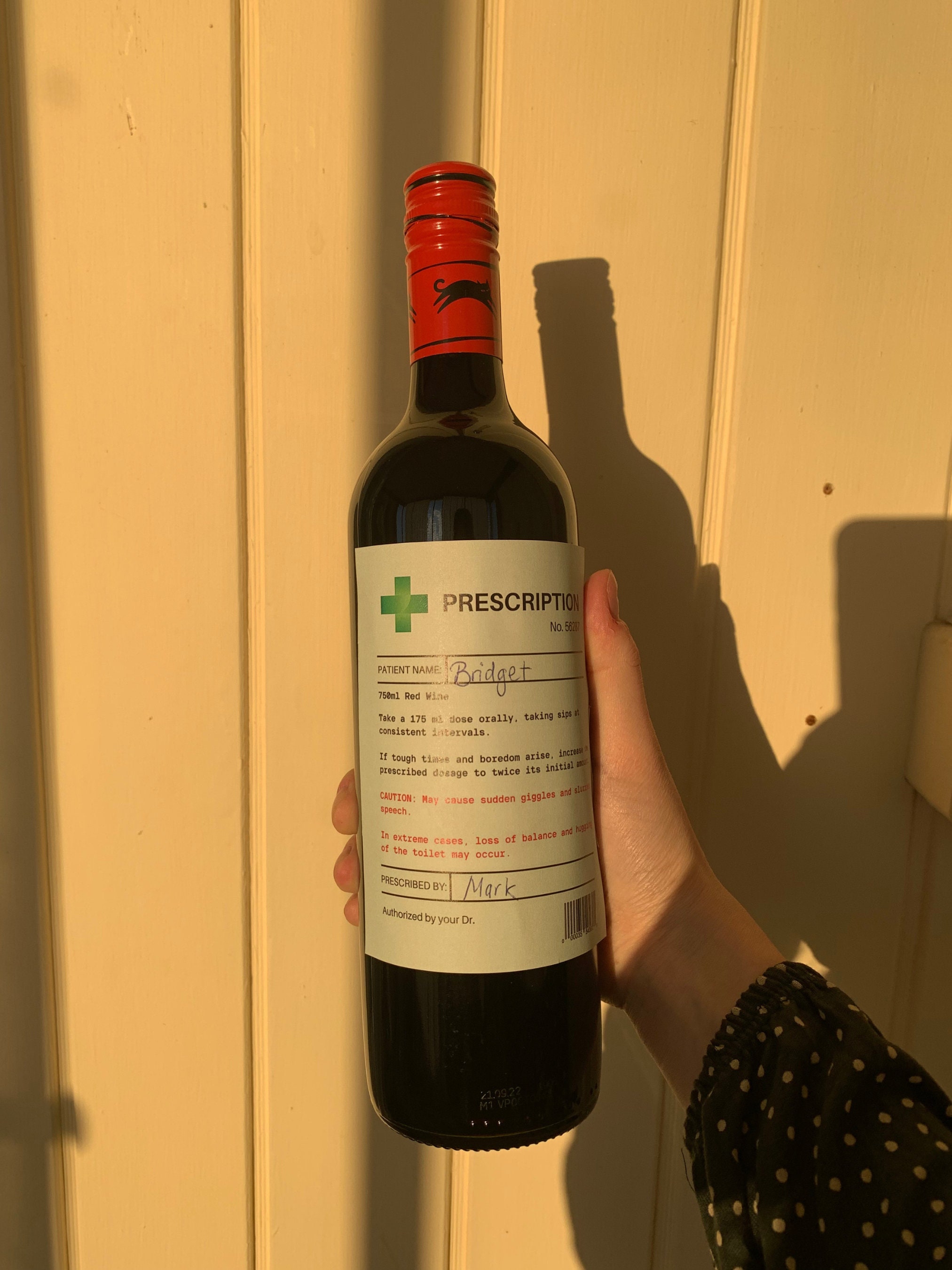 Prescription Bottle Label Red Wine Digital Download Funny Gift Editable ...