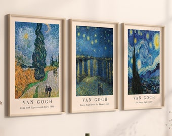 Vincent Van Gogh Prints Set of 3 Van Gogh Poster, Museum Exhibition ...