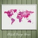 Pink World Map Wall Art, Modern Map Print, Pink Map Poster, World Map ...