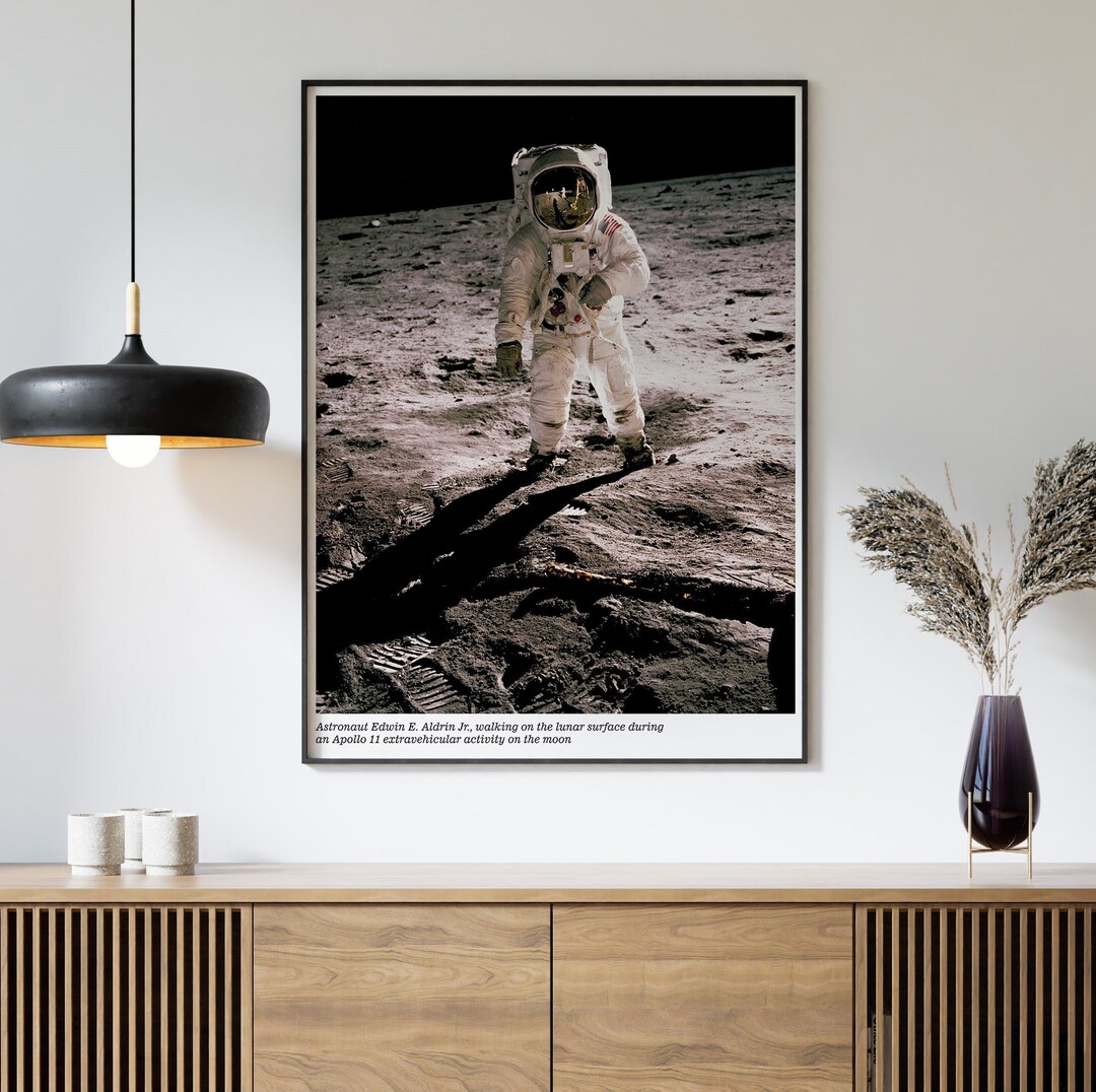Edwin Aldrin Print, Astronaut on Moon, Astronaut Poster, Astronaut Wall ...