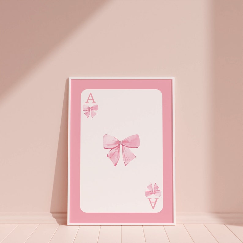 Trendy Pink Ace Wall Art, Preppy Poster, College Apartment Decor ...