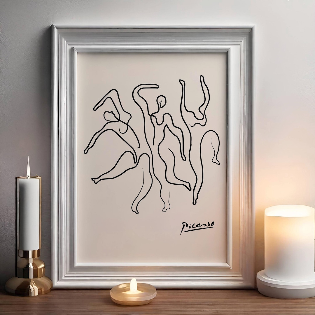 Picasso Dance Figures Print, One Line Drawing, Picasso Poster Print ...
