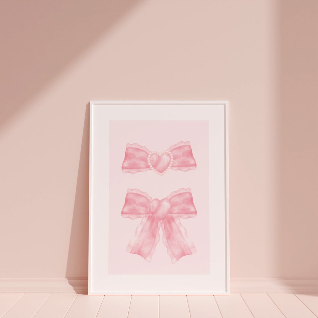 Trendy Pink Bows Wall Art, Preppy Poster, College Apartment Decor ...