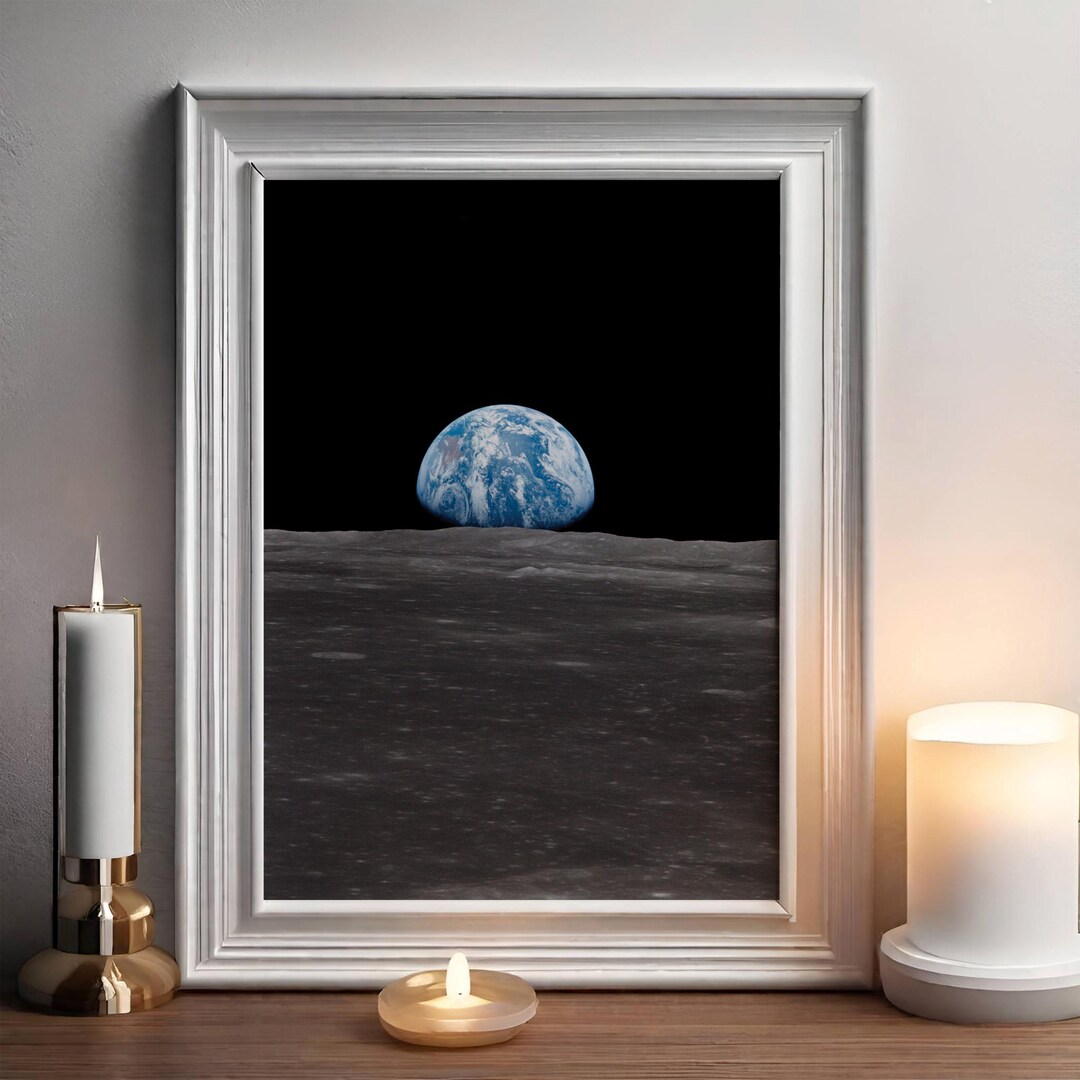 Earth From Moon, Poster Moon, Apollo Poster, Vintage Space Print, Nasa ...