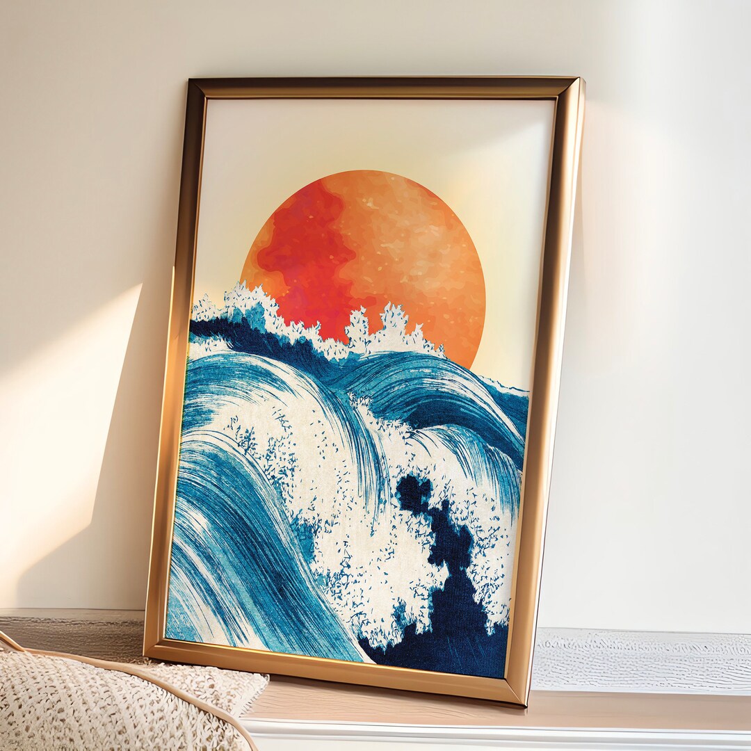 The Rising Sun - Japanes Waves Art Print, Japanese Wave Poster, Rising ...