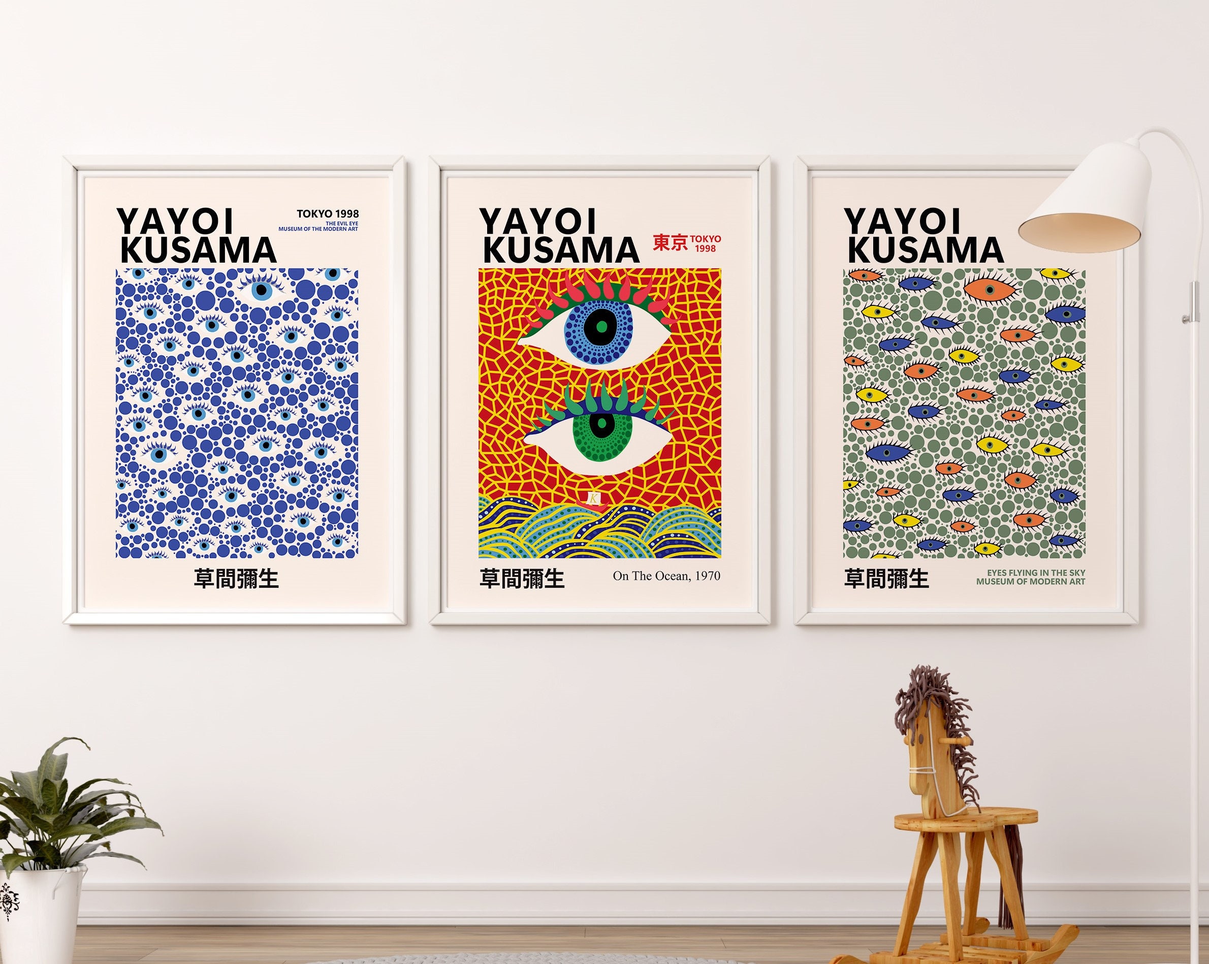 Yayoi Kusama Eyes Set of 3, Yayoi Kusama Print, Japanese Art Print ...