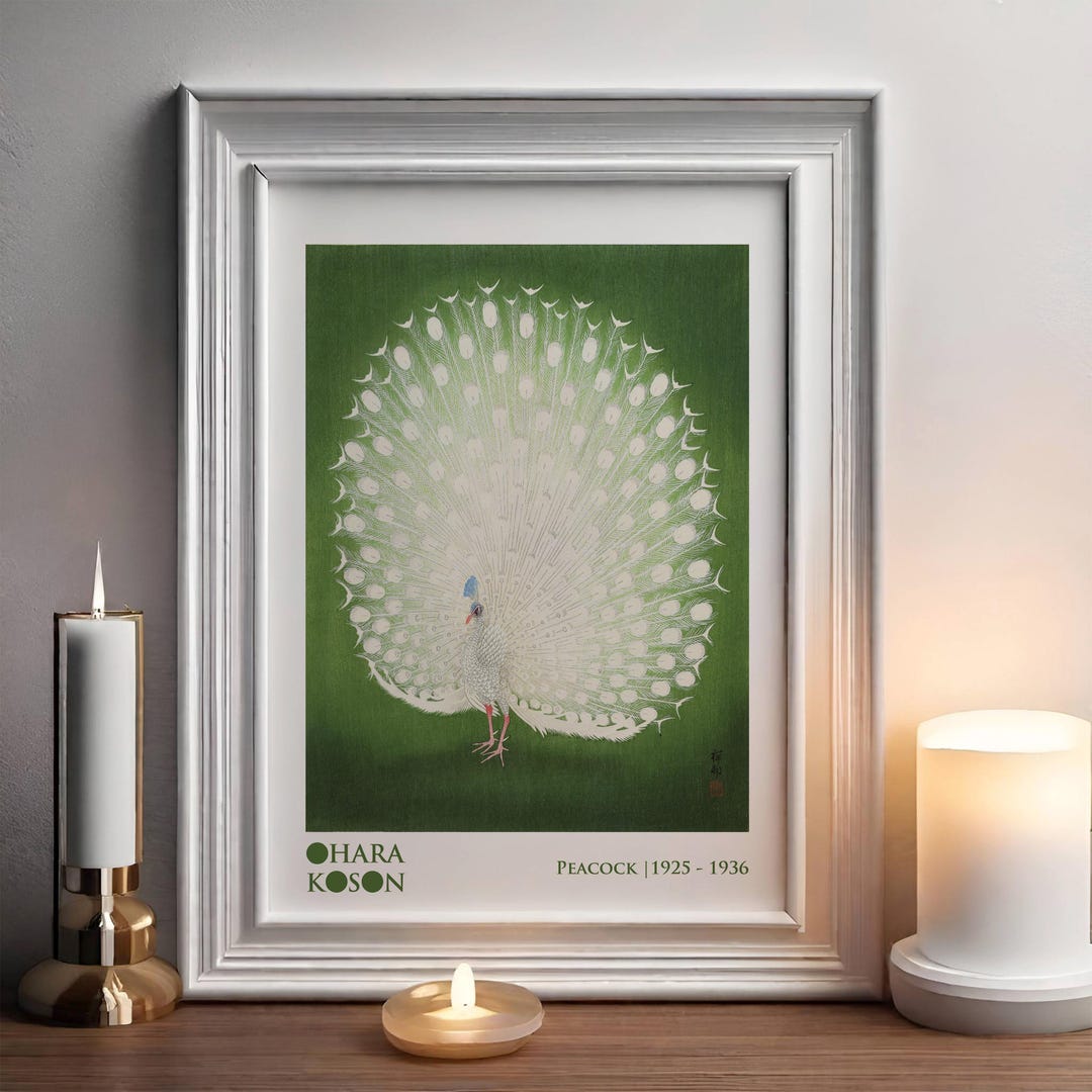 Ohara Koson Peacock Poster, Vintage Japanese Poster, Ohara Koson Print ...