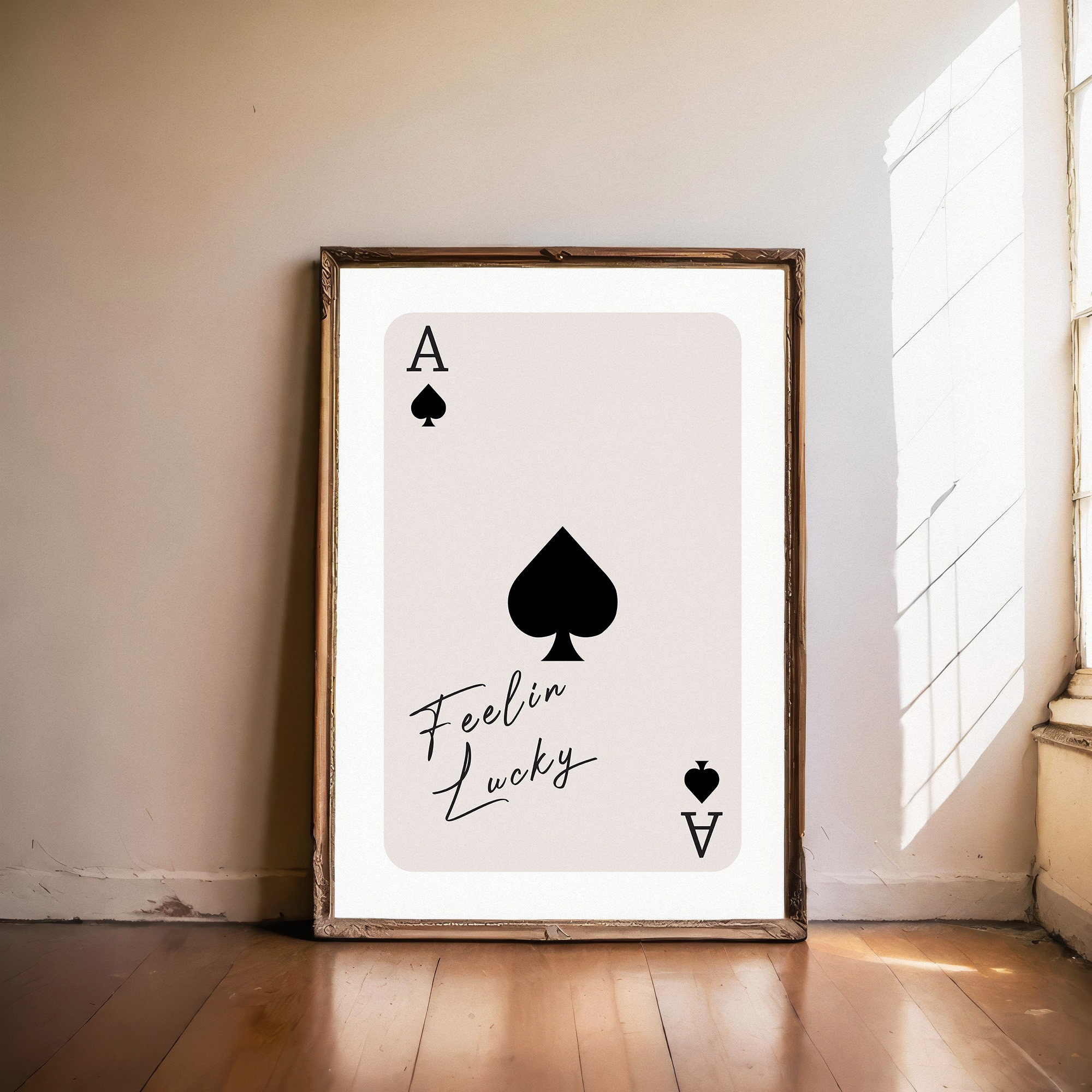 Ace of Spades Print, Playing Card Poster, Trendy Retro Wall Art, Bar ...