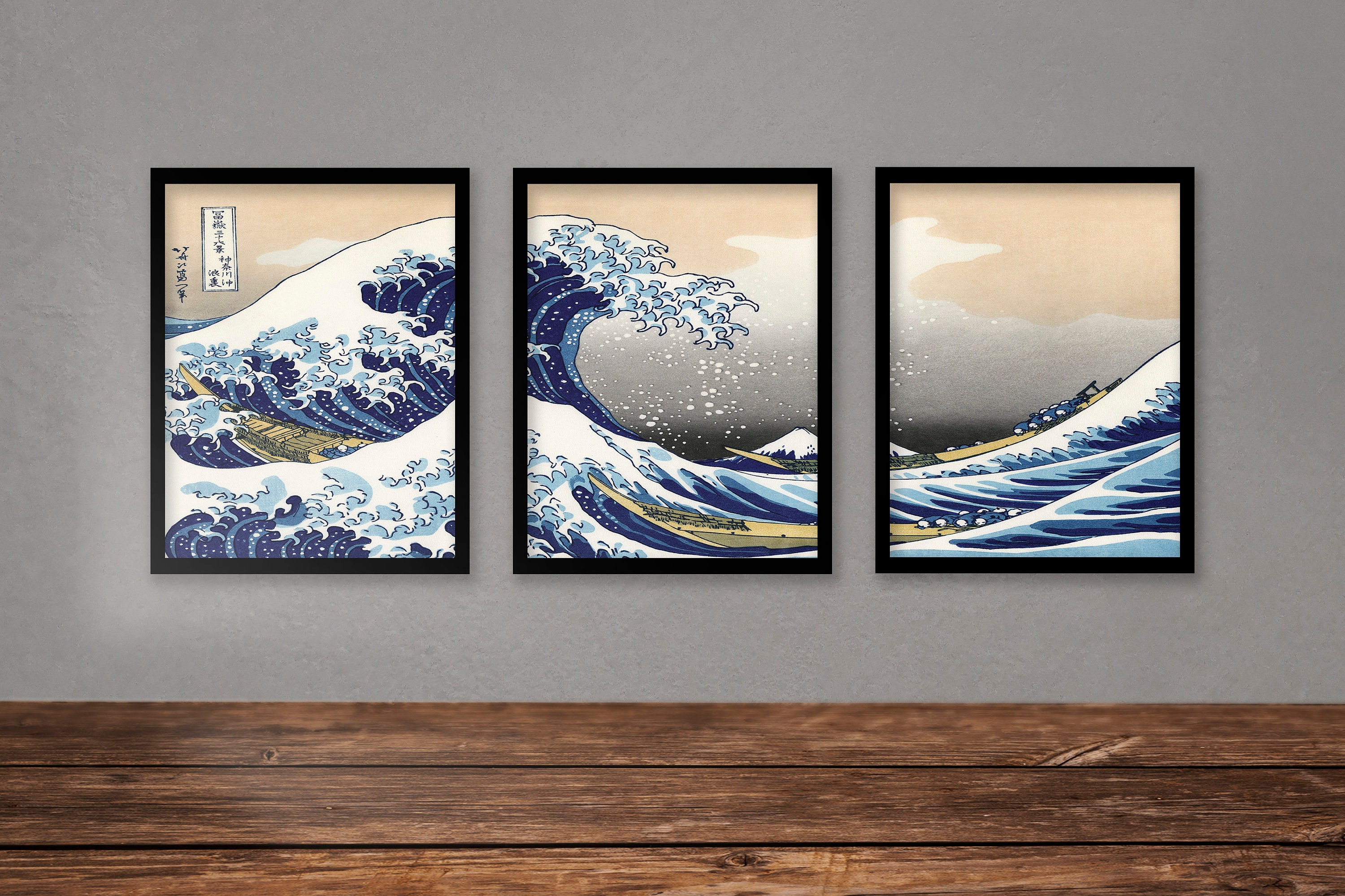 Katsushika Hokusai Great Wave Print Set, Japanese Print Set, Hokusai ...