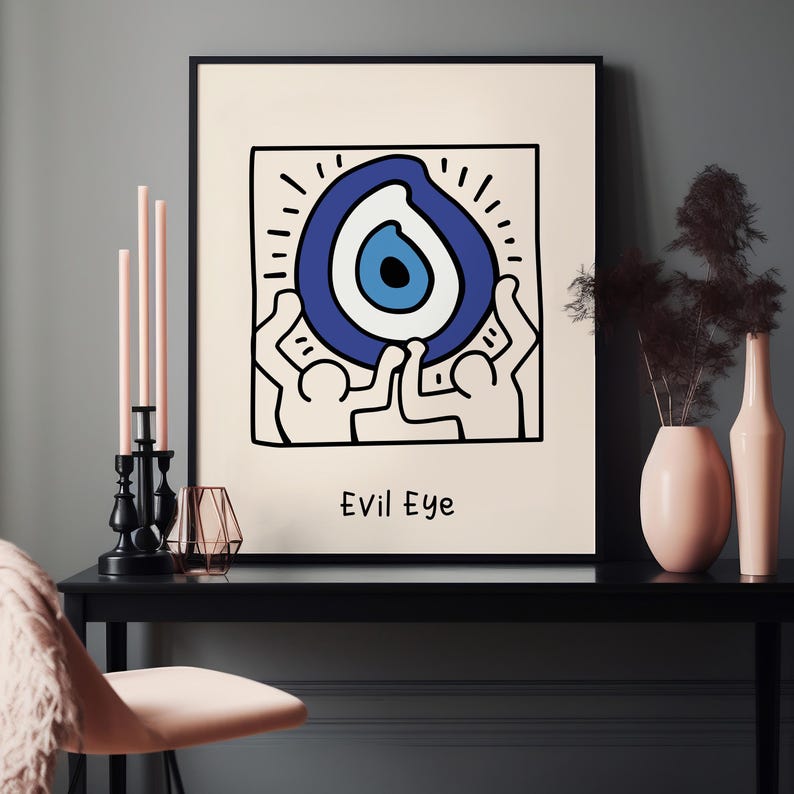 Evil Eye Print, Blue Evil Eye, Greek Evil Eye, Turkish Evil Eye Art, Printable Evil Eye, Wall ...