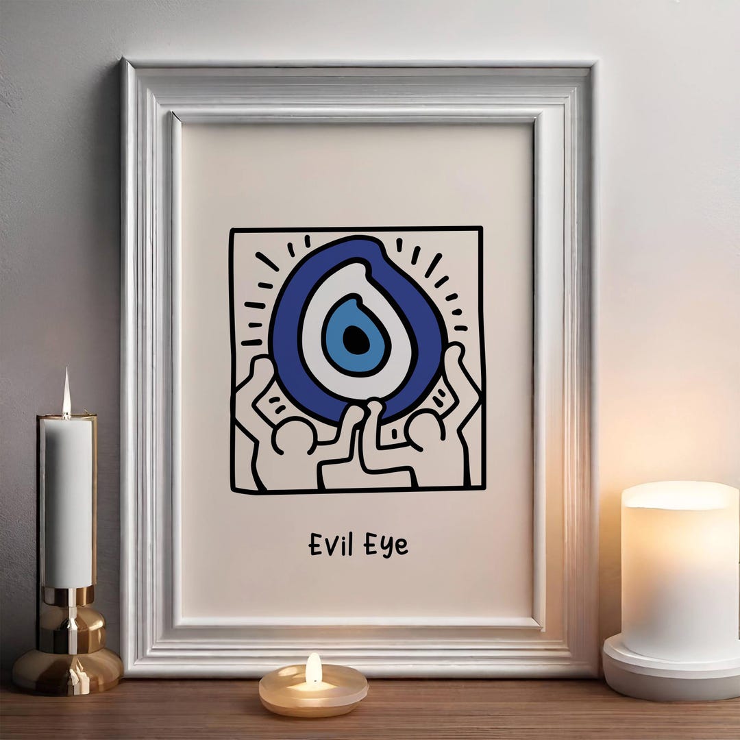 Evil Eye Print, Blue Evil Eye, Greek Evil Eye, Turkish Evil Eye Art, Printable Evil Eye, Wall ...