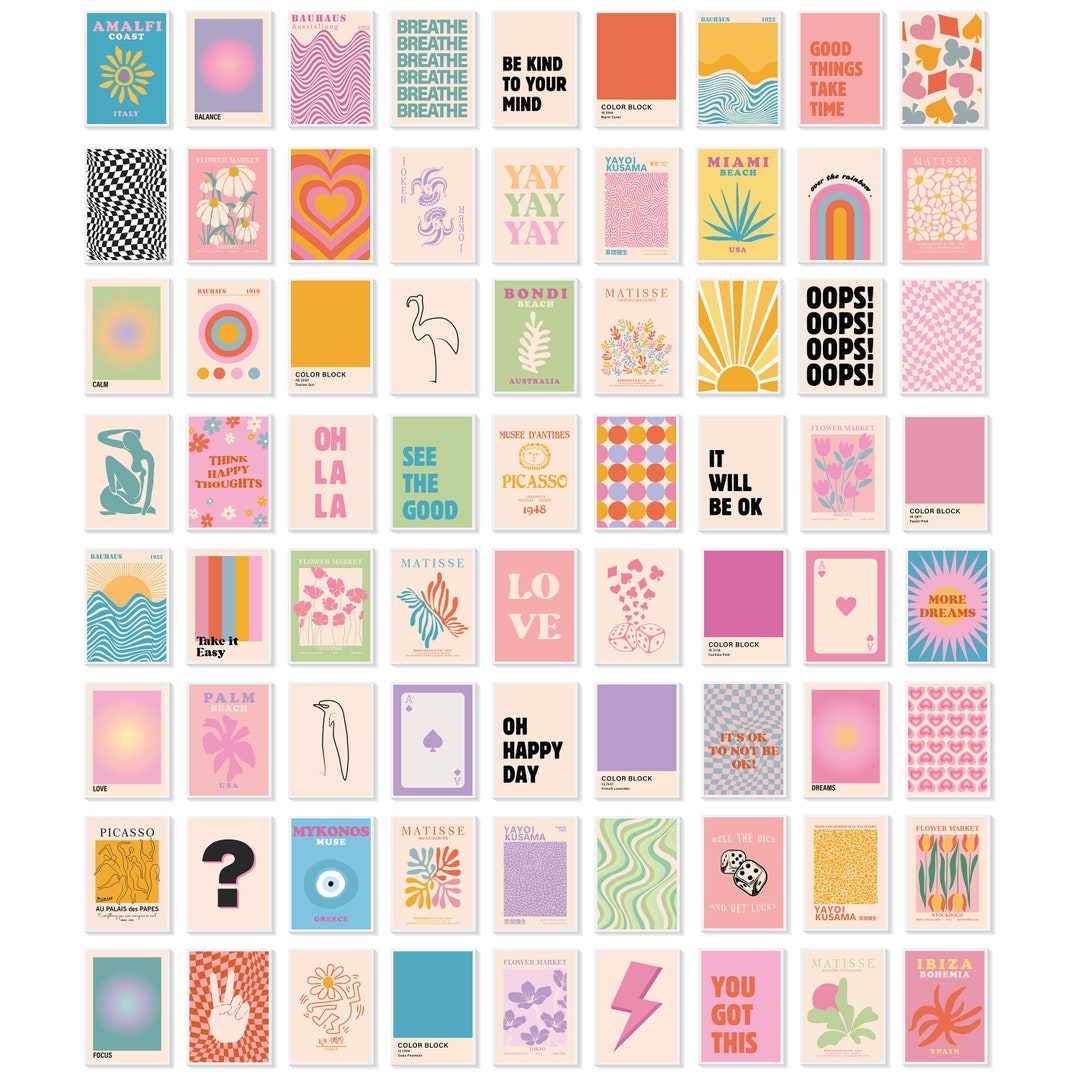 Funky Retro Wall Collage Kit Groovy Preppy Room Decor 60s - Etsy