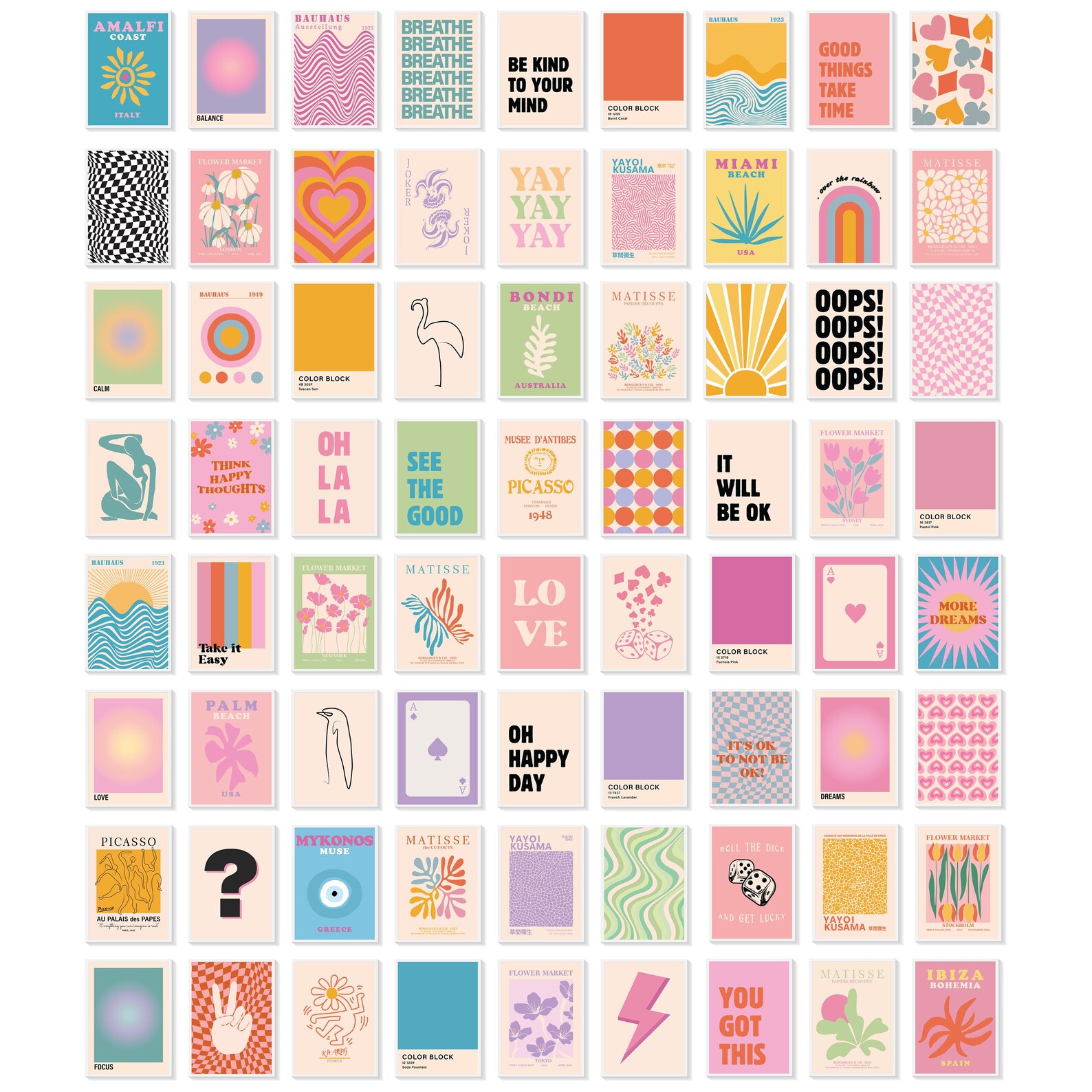 Funky Retro Wall Collage Kit, Groovy Preppy Room Decor, 60s 70s ...