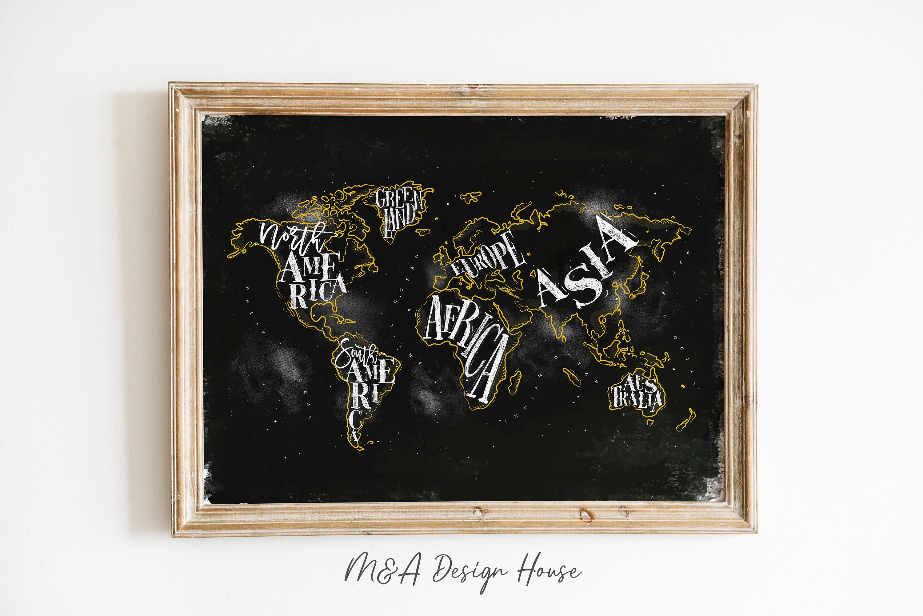 World Map Modern Wall Art, Modern Map Print, Trendy Map Poster, World ...