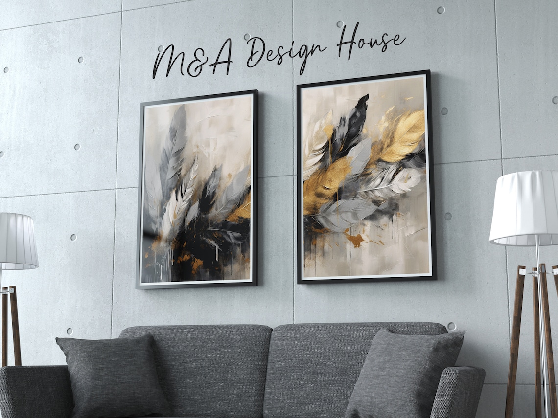 Feathers Abstract Wall Art Set, Feather, Feathers, Feather Wall Art ...