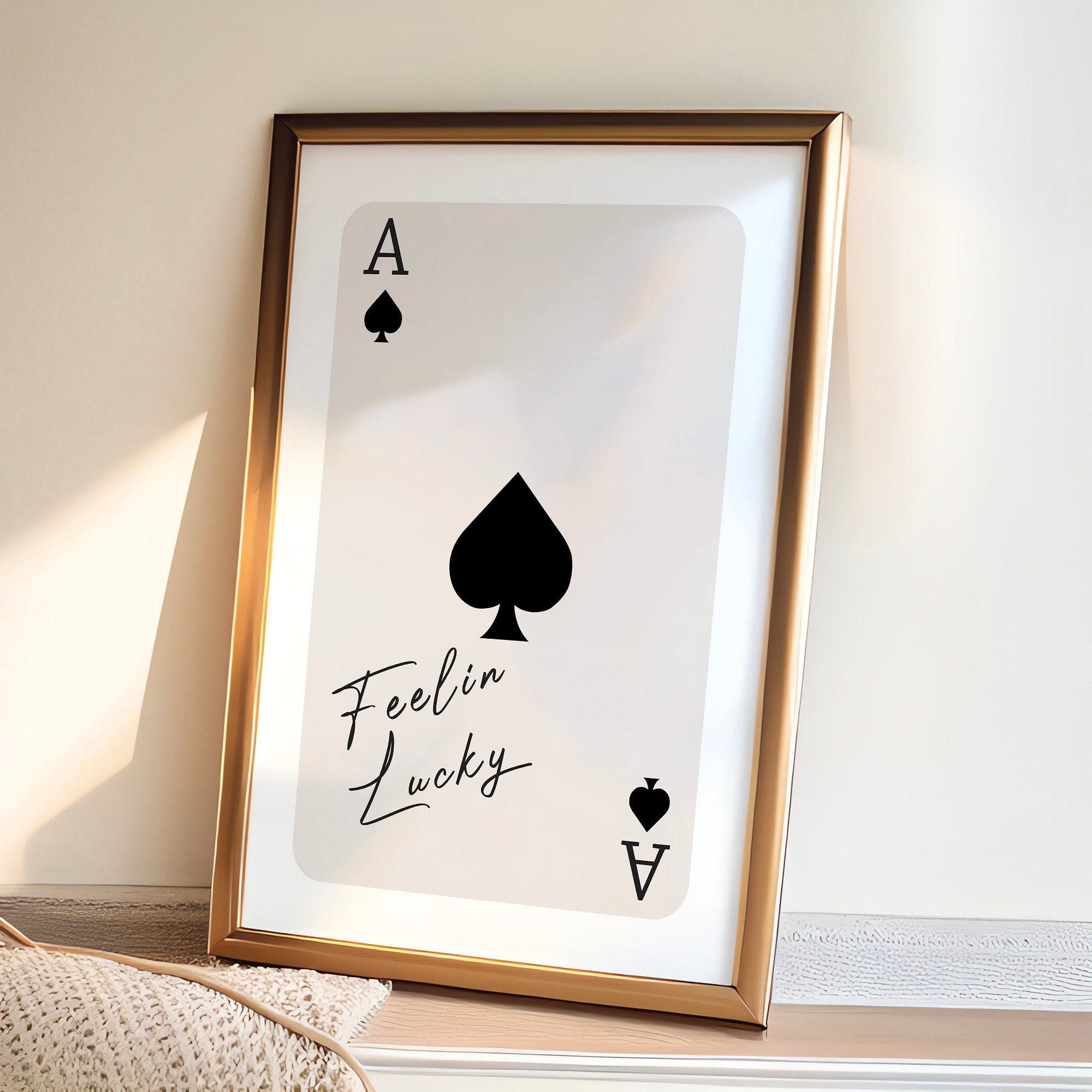 Ace of Spades Print, Playing Card Poster, Trendy Retro Wall Art, Bar ...